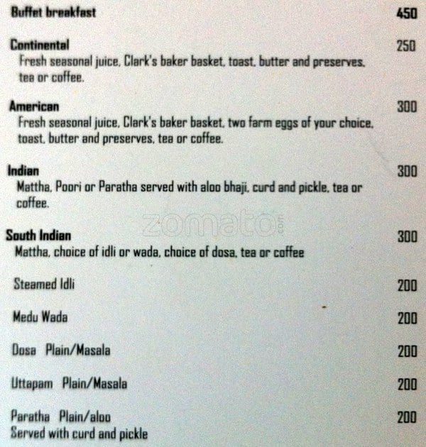 Le Bougainvillea - Hotel Clarks Avadh Menu - Zomato