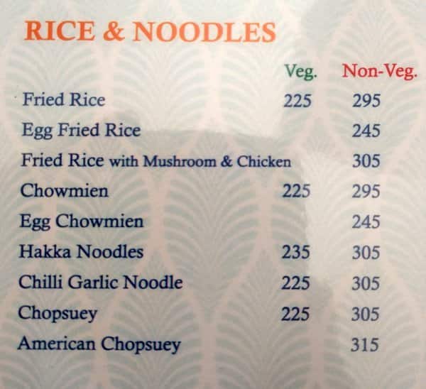 Menu at Open House, Chandigarh