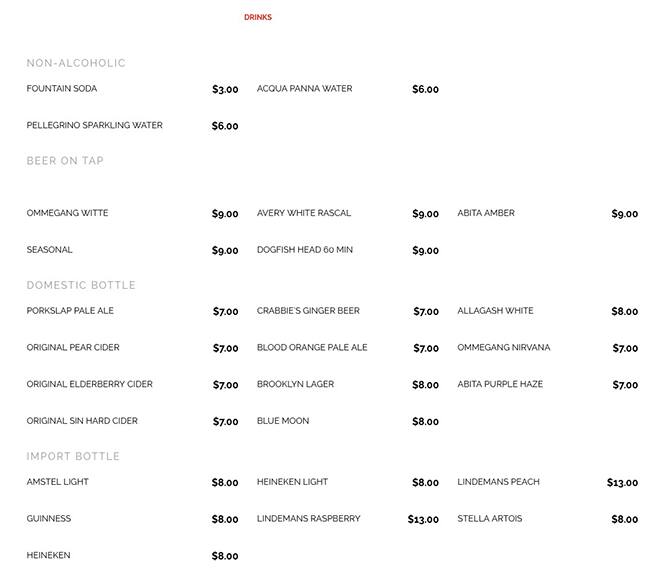 Menu at The Boil restaurant, New York City, 139 Chrystie St
