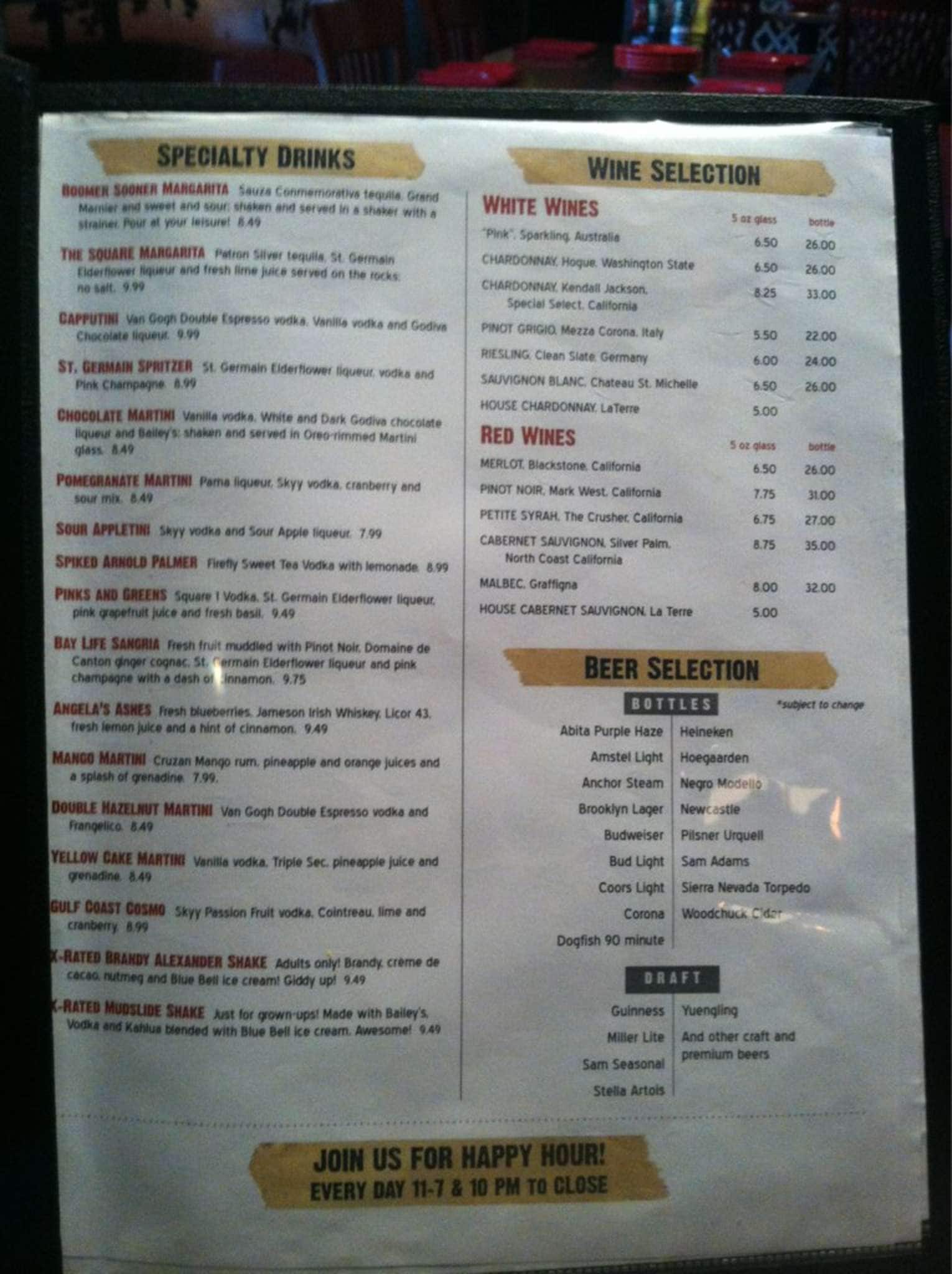 Square 1 Burgers & Bar Menu - Urbanspoon/Zomato