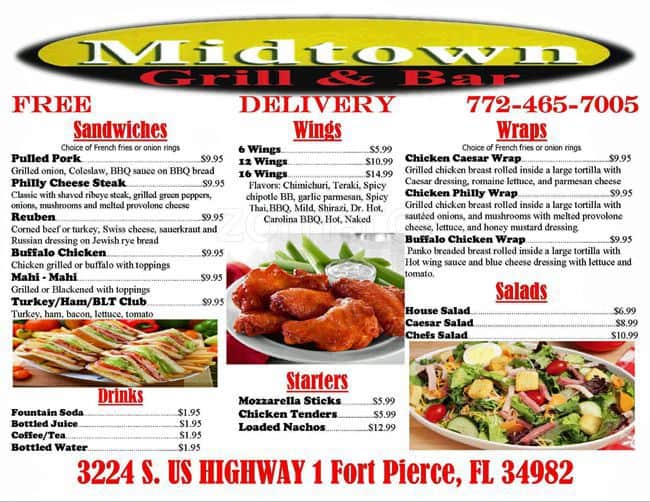 Menu at Midtown Grill & Bar, Fort Pierce, South U.S. Highway 1