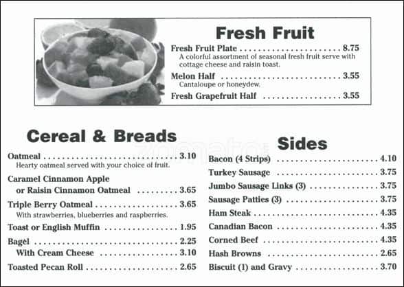 Menu at Randall's Pancake House restaurant, South Elgin