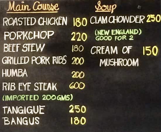 Menu at 88 Degree Cafe, Cebu City