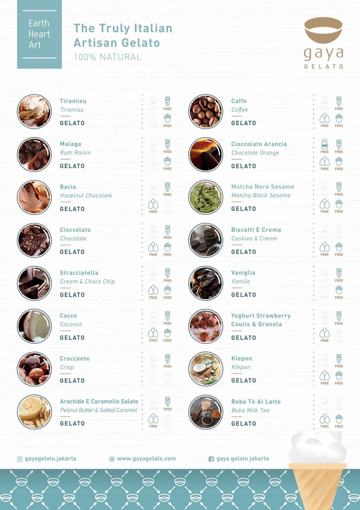 Menu at Gaya Gelato desserts, Jakarta, Central Park