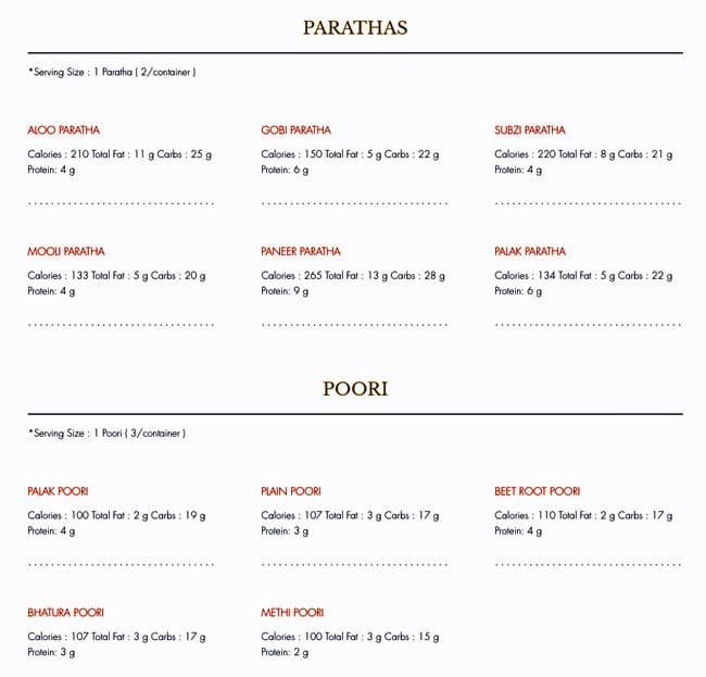 Menu at 7 AM, Bengaluru