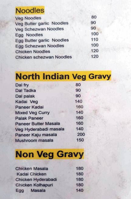Menu at Biryani factory, Bengaluru, 3H5W+5G4