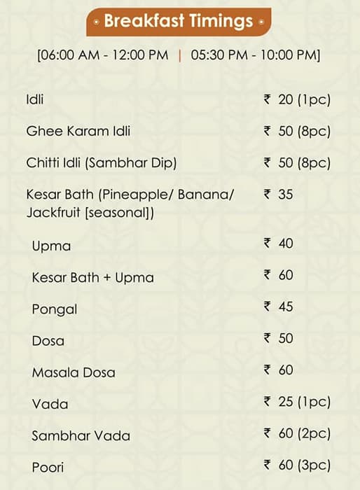 Menu of Swach, Madhapur, Hyderabad