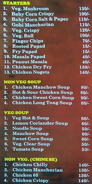 Menu of L.K Fast Food, Nerul, Goa