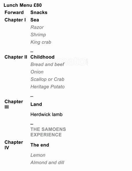 Menu at Restaurant Story, London, 199 Tooley St