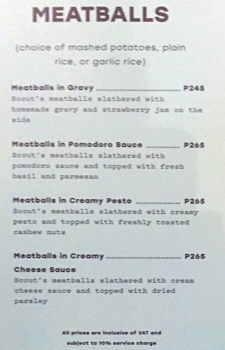 Menu at Scout's Honor cafe, Quezon City, SM City North Edsa