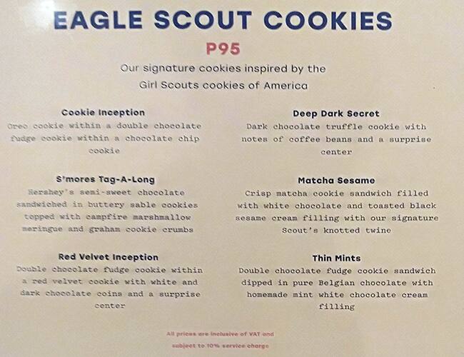Menu at Scout's Honor cafe, Quezon City, SM City North Edsa