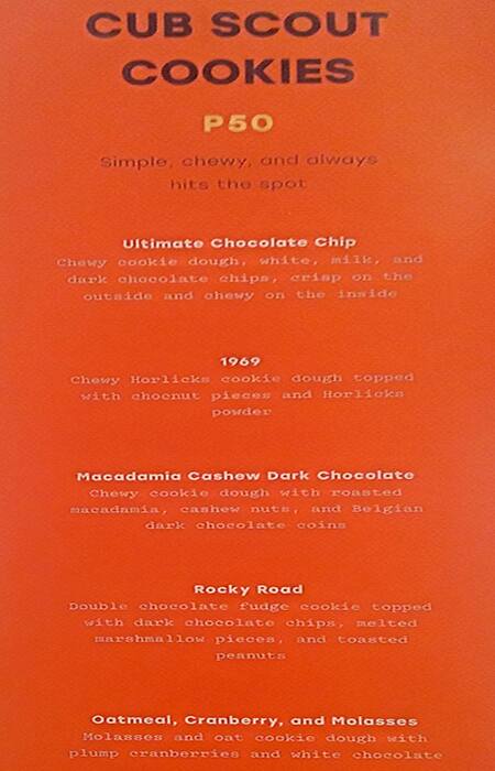 Menu at Scout's Honor cafe, Quezon City, SM City North Edsa