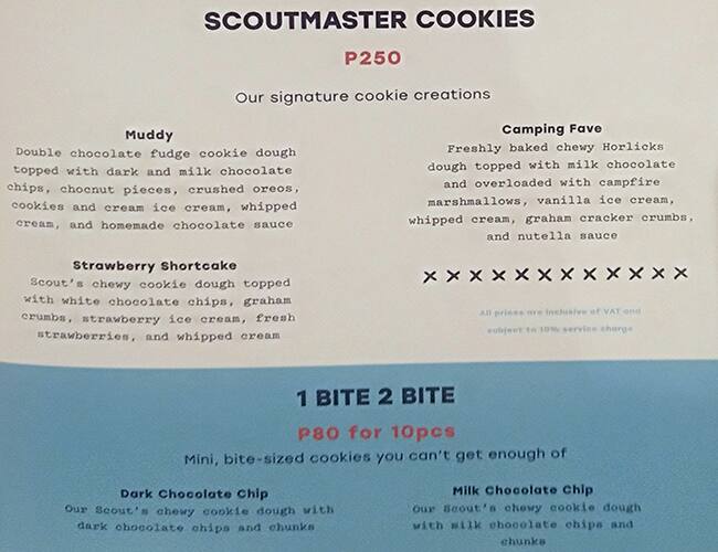 Menu at Scout's Honor cafe, Quezon City, SM City North Edsa