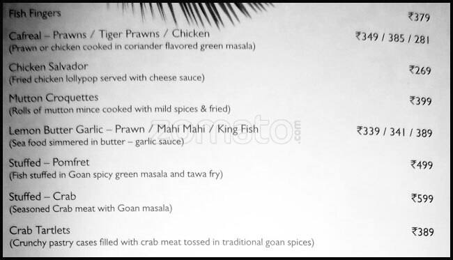 Menu at Goa Portuguesa, Chennai, 9, 3rd Floor, Oyster Building, Khader ...