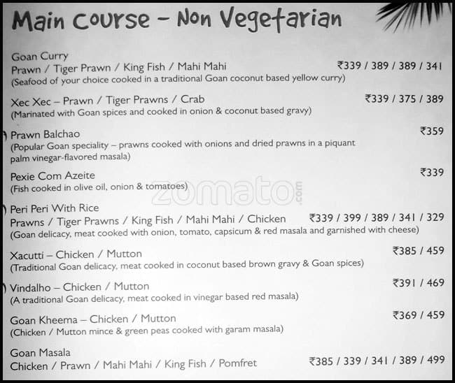 Menu at Goa Portuguesa, Chennai, 9, 3rd Floor, Oyster Building, Khader ...
