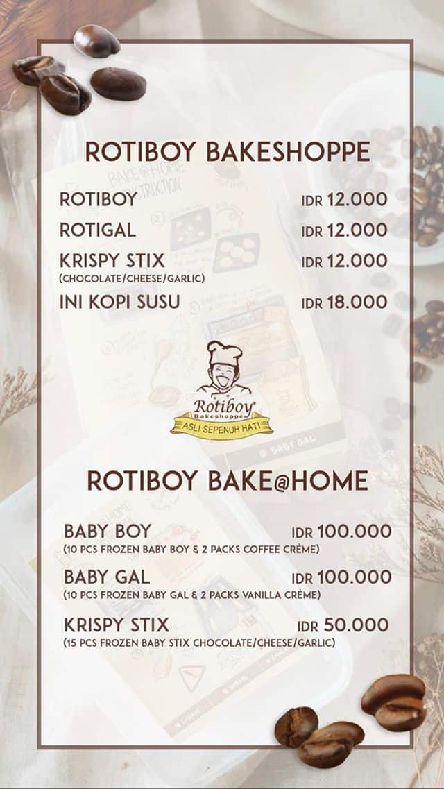 Menu at Rotiboy - ITC Cempaka Mas, Jakarta, Jl. Letjend Suprapto