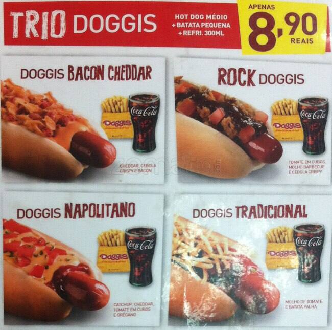 Menu at Doggis fast food, Salvador, Av. Alm. Marques de Leão