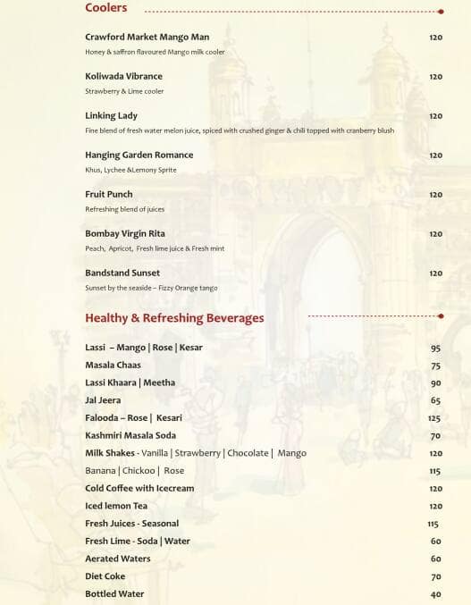 Menu of Legacy Of Bombay - Fidalgo, Panaji, Goa