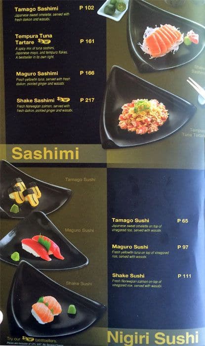 Menu at Teriyaki Boy restaurant, Cebu City