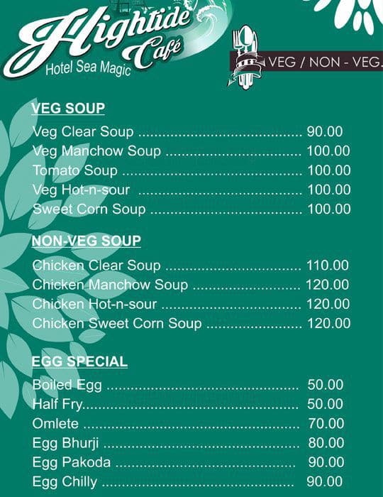 Menu at High Tide Cafe, Mumbai, Near Sawant Wadi Police Station