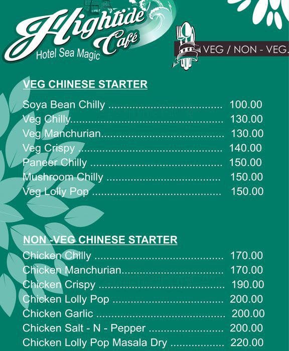 Menu at High Tide Cafe, Mumbai, Near Sawant Wadi Police Station