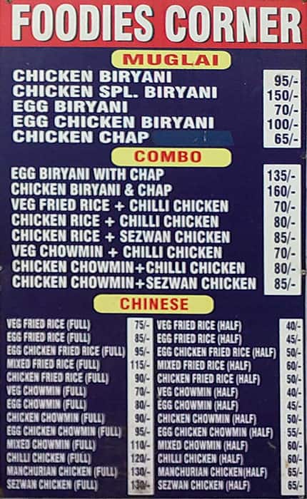 Menu at Foodies Corner, Kolkata, 530 A