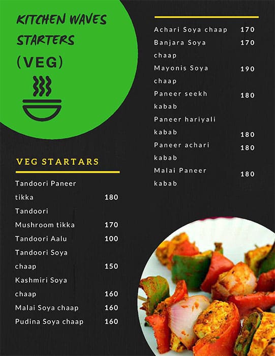 Menu at The Waves Cafe, Surat, 4QQF+6G9
