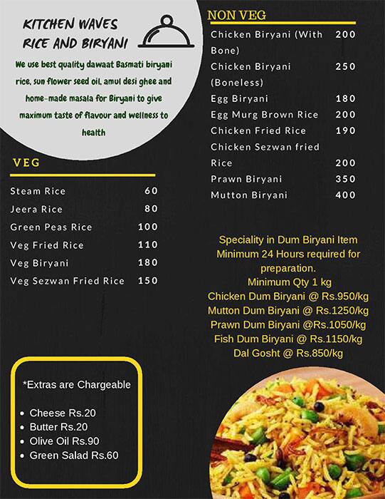 Menu at The Waves Cafe, Surat, 4QQF+6G9