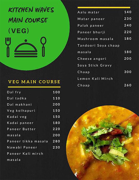 Menu at The Waves Cafe, Surat, 4QQF+6G9
