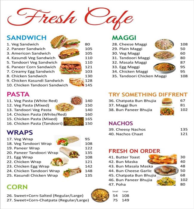 Menu of Fresh Cafe, Sector 135, Noida