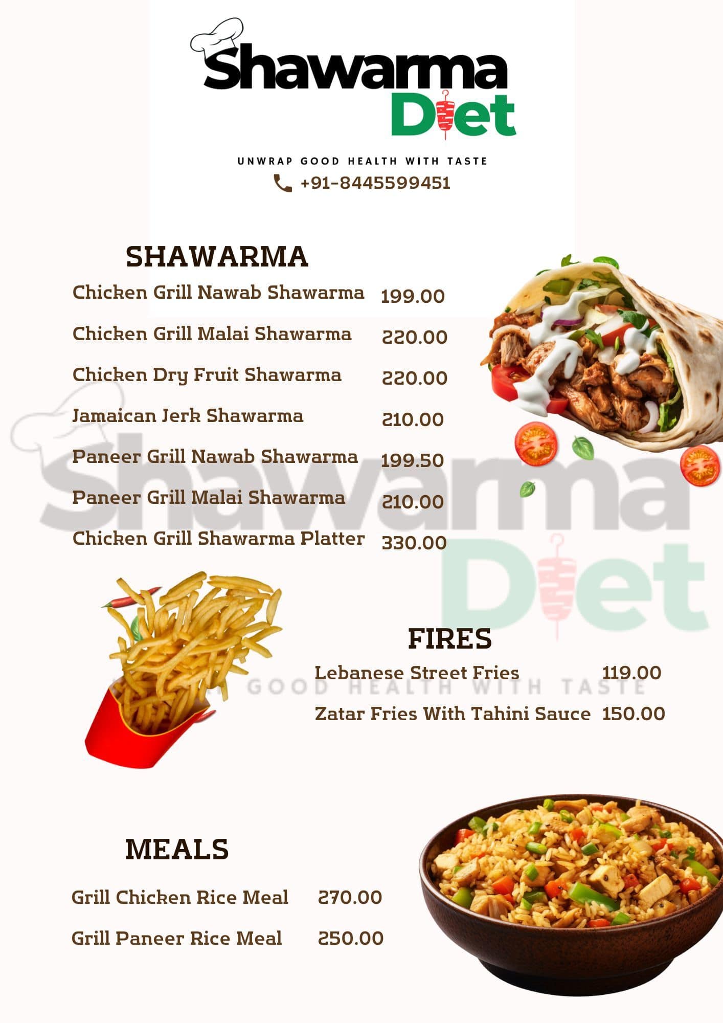 Menu of Shawarma Diet, Dhakoli, Zirakpur