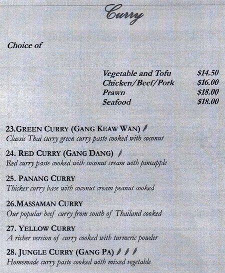 Menu at $6 Curries, East Melbourne