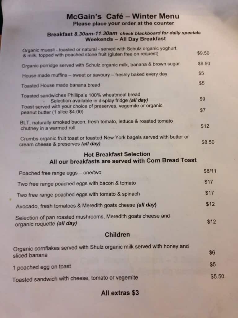 Menu at Poppie's Nursery & Cafe, Anglesea