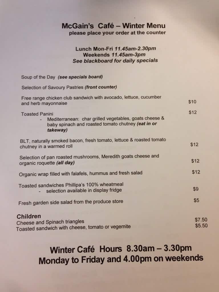 Menu at Poppie's Nursery & Cafe, Anglesea
