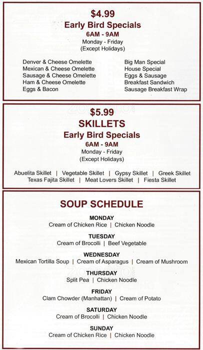 Menu at Cozy Corner Restaurant and Pancake House, Chicago, N Milwaukee Ave