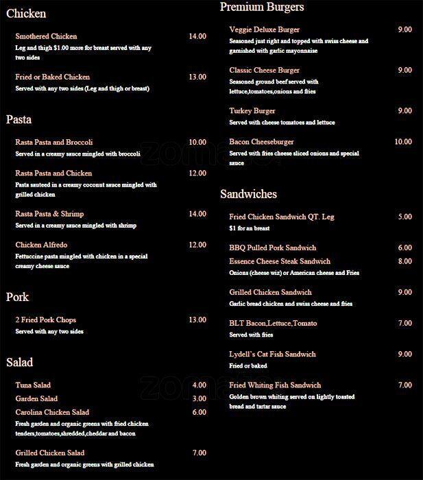 Menu at Essence Bar and Grill, New York City, Atlantic Ave