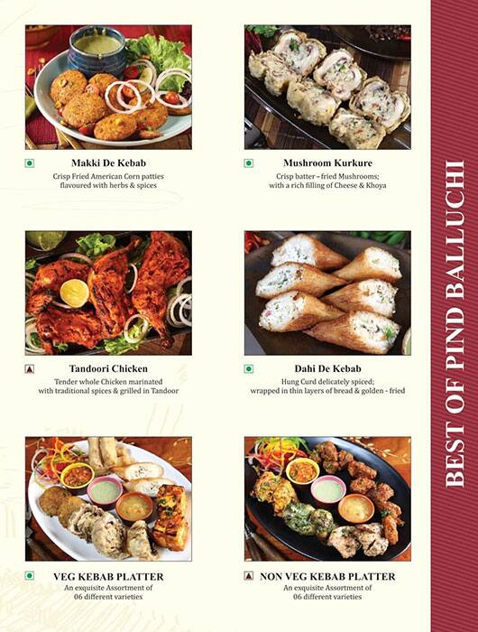Menu of Pind Balluchi Restaurant, Kondapur, Hyderabad