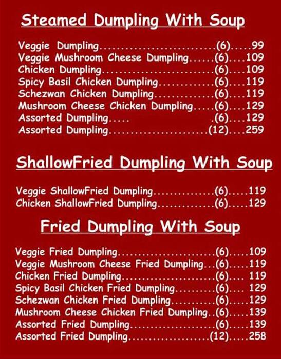 Menu of Dumplings, Baranagar, Kolkata
