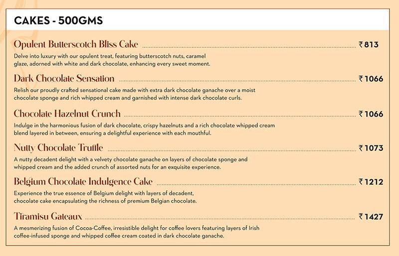 Menu of Cheesecakes By CakeZone, HBR Layout, Bangalore