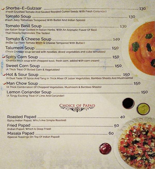 Menu of 1947, Rajajinagar, Bangalore