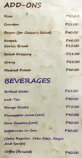 Menu at Cena Cervisia pub & bar, Quezon City