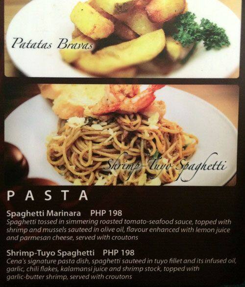 Menu at Cena Cervisia pub & bar, Quezon City