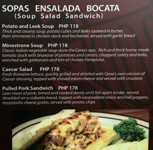 Menu at Cena Cervisia pub & bar, Quezon City