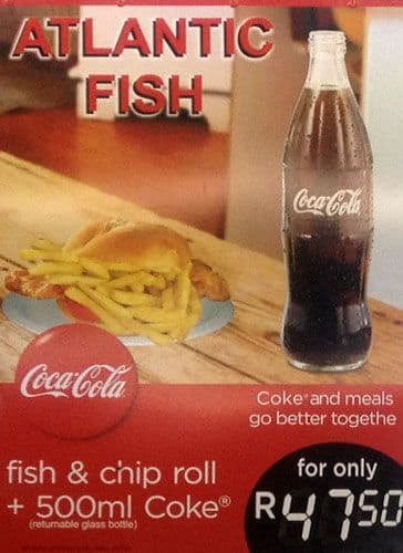 Menu at Atlantic Fish restaurant, Cape Town