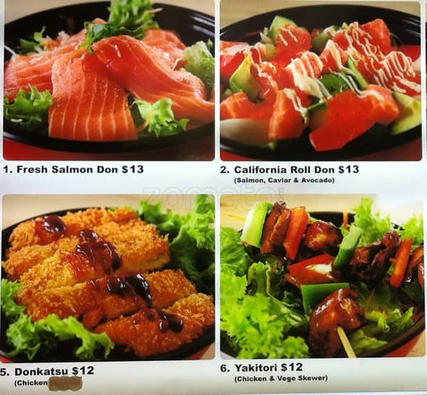 Menu at Sen Donburi restaurant, Wellington, 100 Courtenay Place