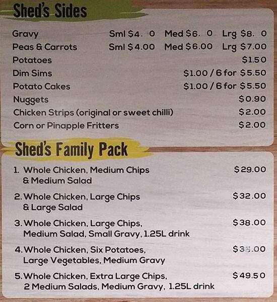 Menu at Arena Chook Shed fast food, Officer