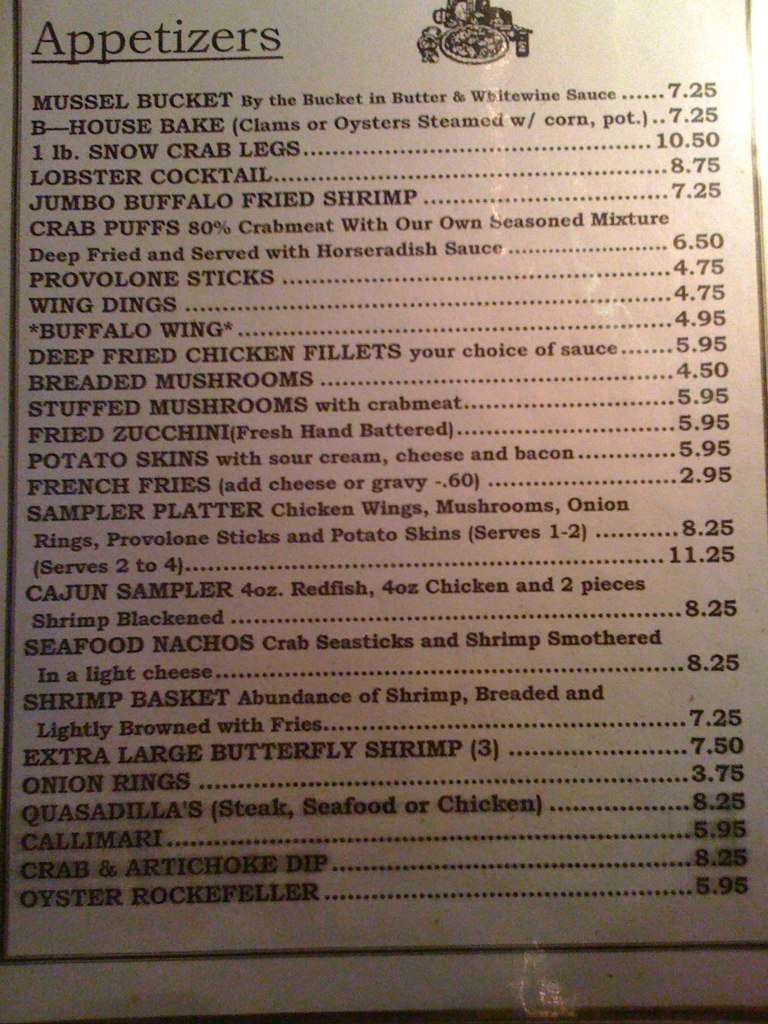 Menu at Baltimore House restaurant, Pleasant Hills