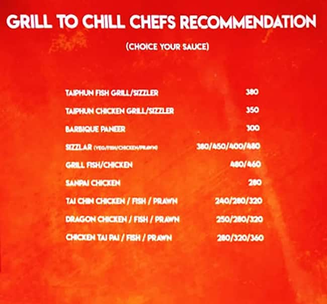 Menu of Grill To Chill, Uttarpara, Kolkata