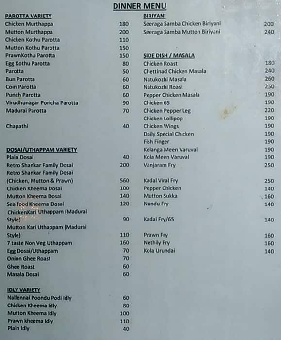 Menu of Manpannai Samayal - Retro Shankar Mess, Anna Nagar East, Chennai