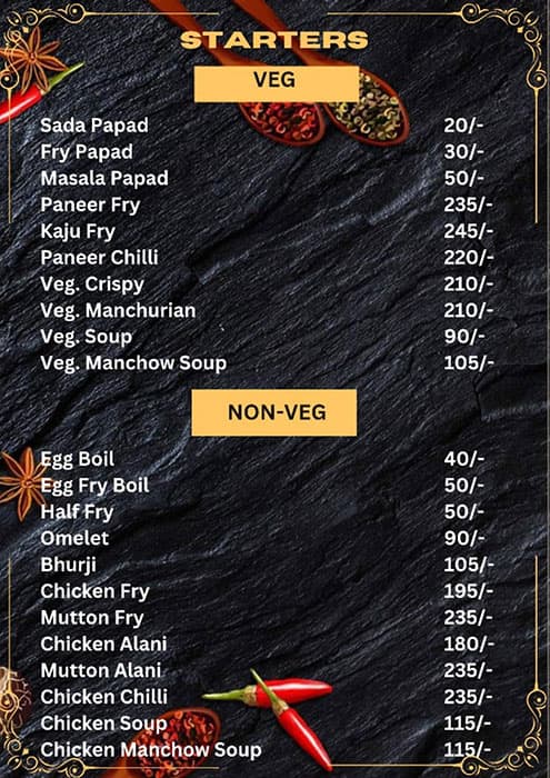 Menu of Hotel Shivba, Ravet, Pune